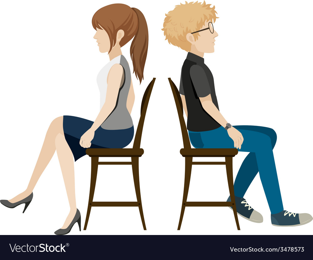 A Boy And Girl Sitting Back To Back Royalty Free Vector