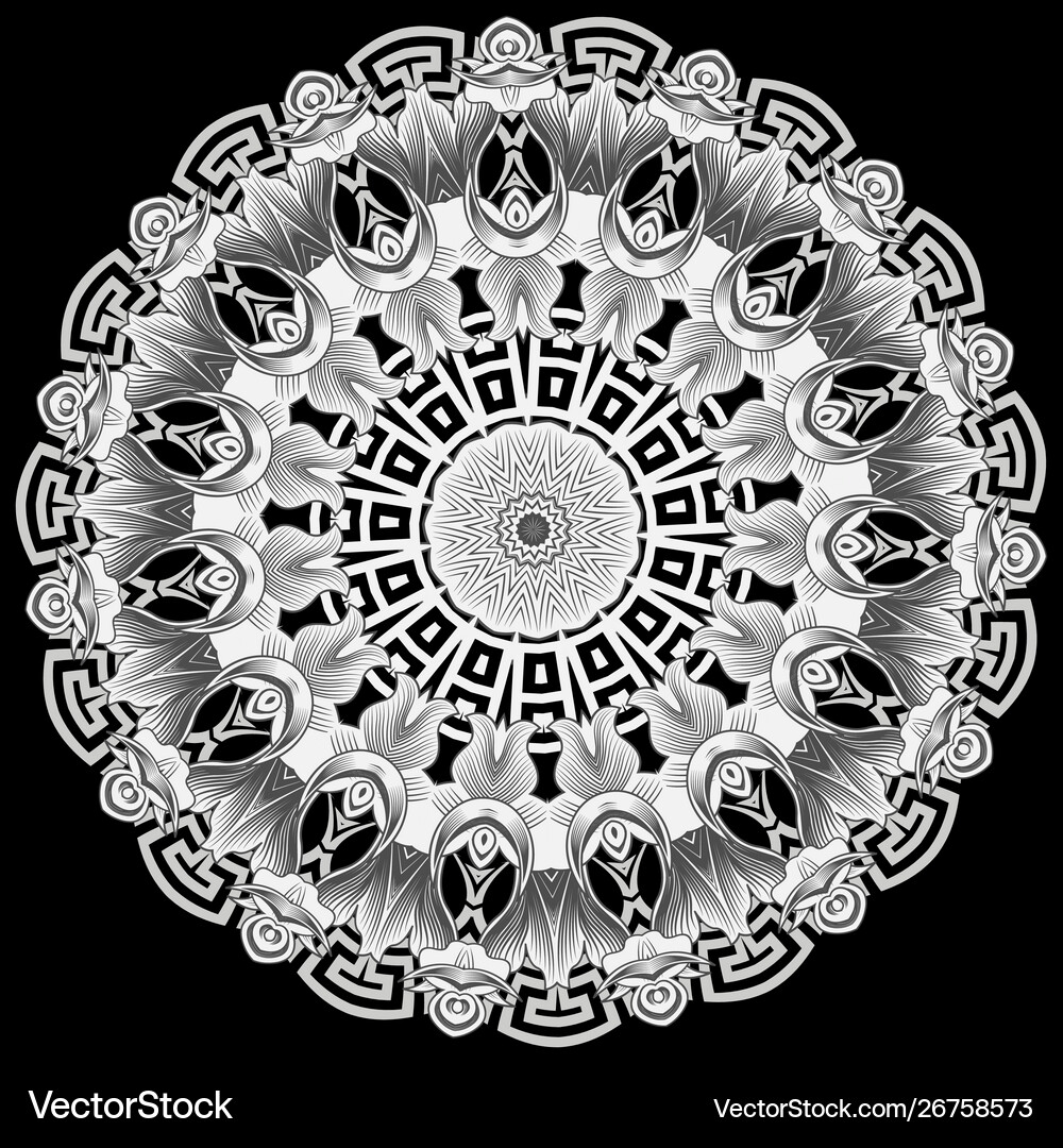 Baroque style greek mandala pattern tribal Vector Image