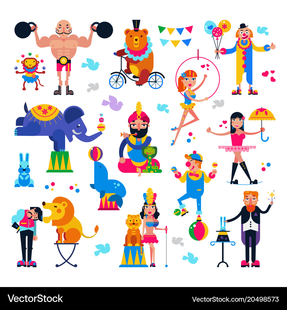 Circus people acrobat or clown and trained Vector Image