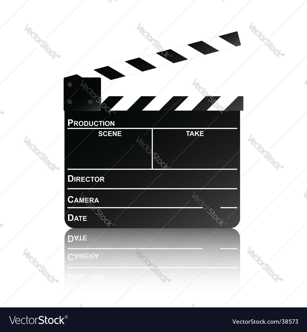 Clapper board with reflection Royalty Free Vector Image