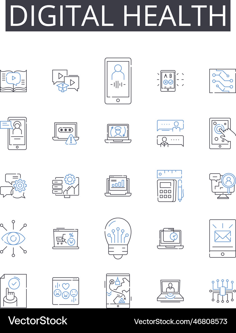 Digital health line icons collection e-commerce Vector Image