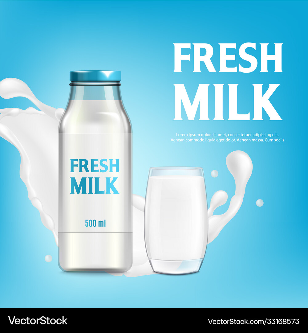 Frische Milchbanner Vorlage mit Milchprodukt Vektorbild