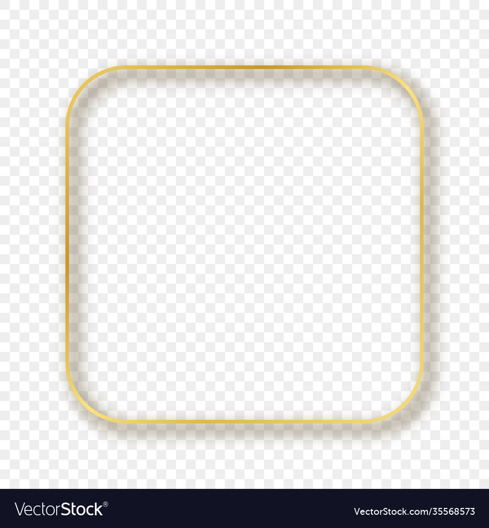 Gold glowing rounded square frame Royalty Free Vector Image