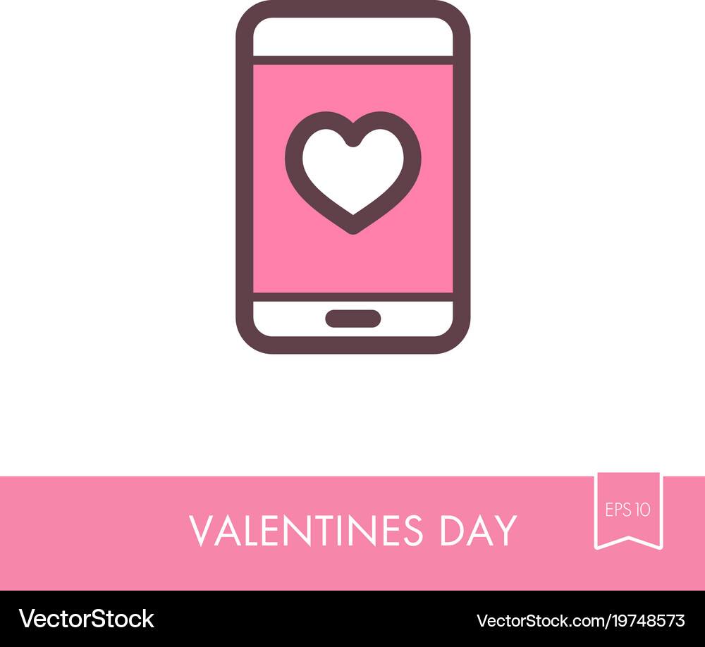 Heart smartphone icon romantic telephone call Vector Image