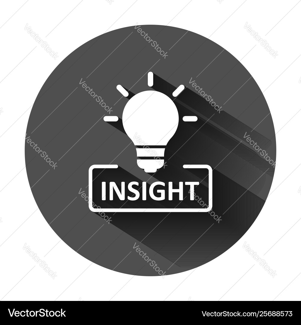 Insight icon in flat style bulb on black round Vector Image