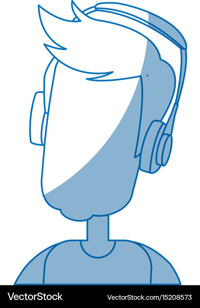 Man character wearing headphones device technology