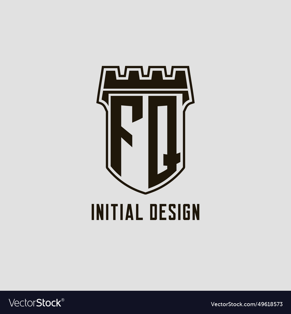 Monogram fq with shield fortress logo design style