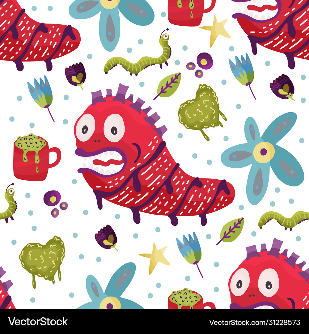 Monster seamless pattern Royalty Free Vector Image