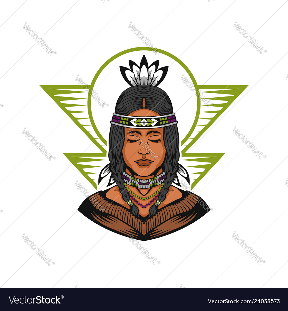 Native american beautiful girl Royalty Free Vector Image
