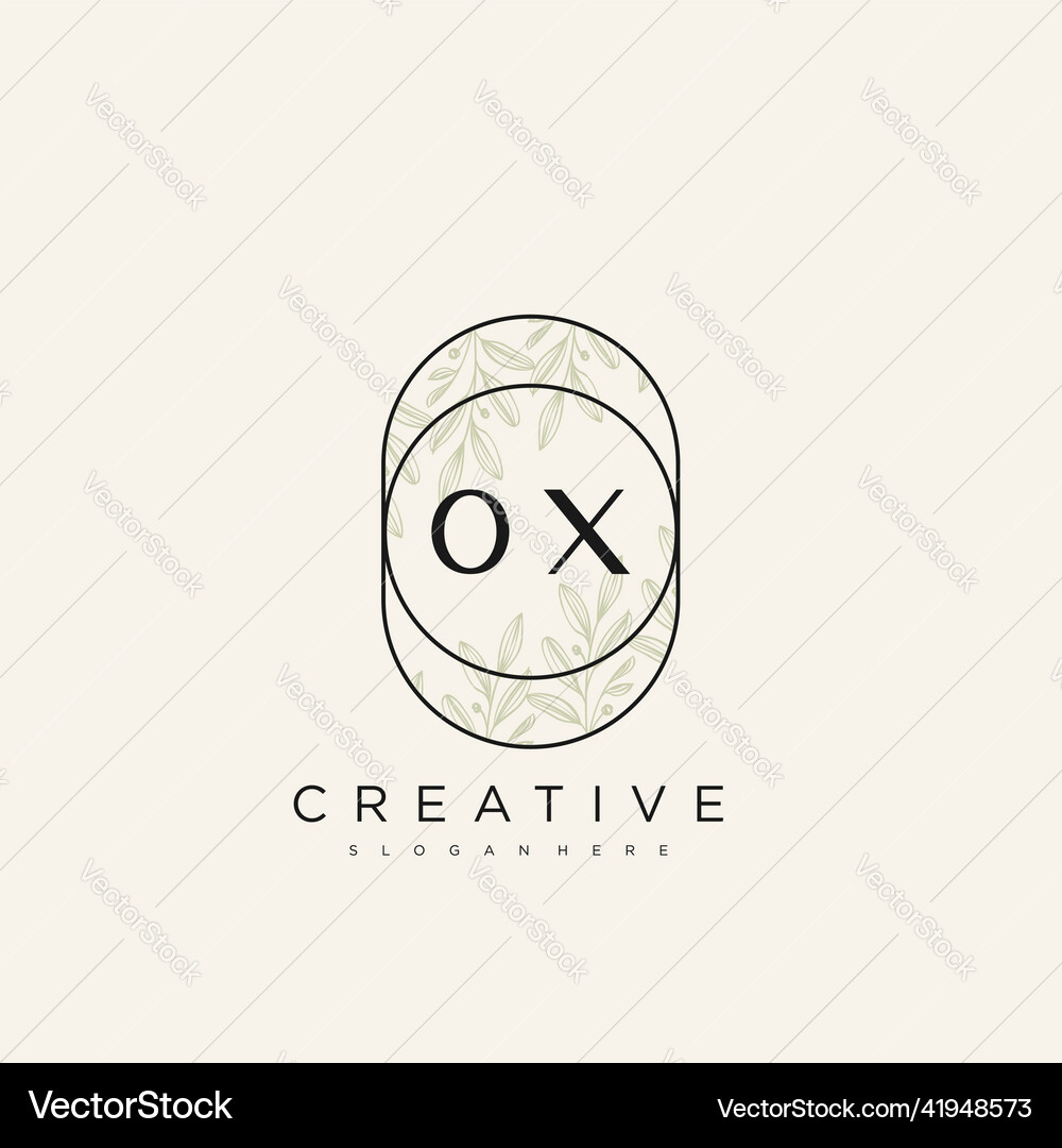 Ox initial letter flower logo template premium art
