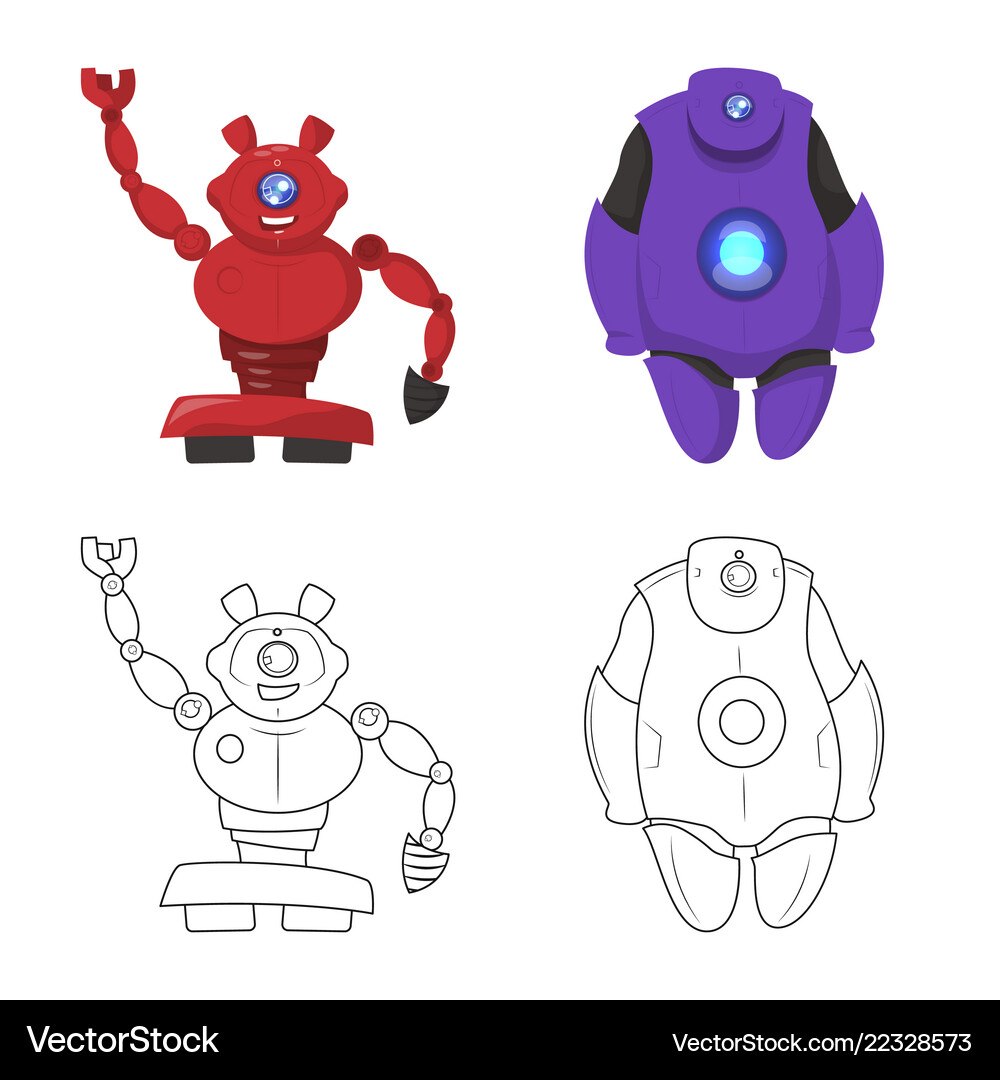 Robot and factory sign set Royalty Free Vector Image