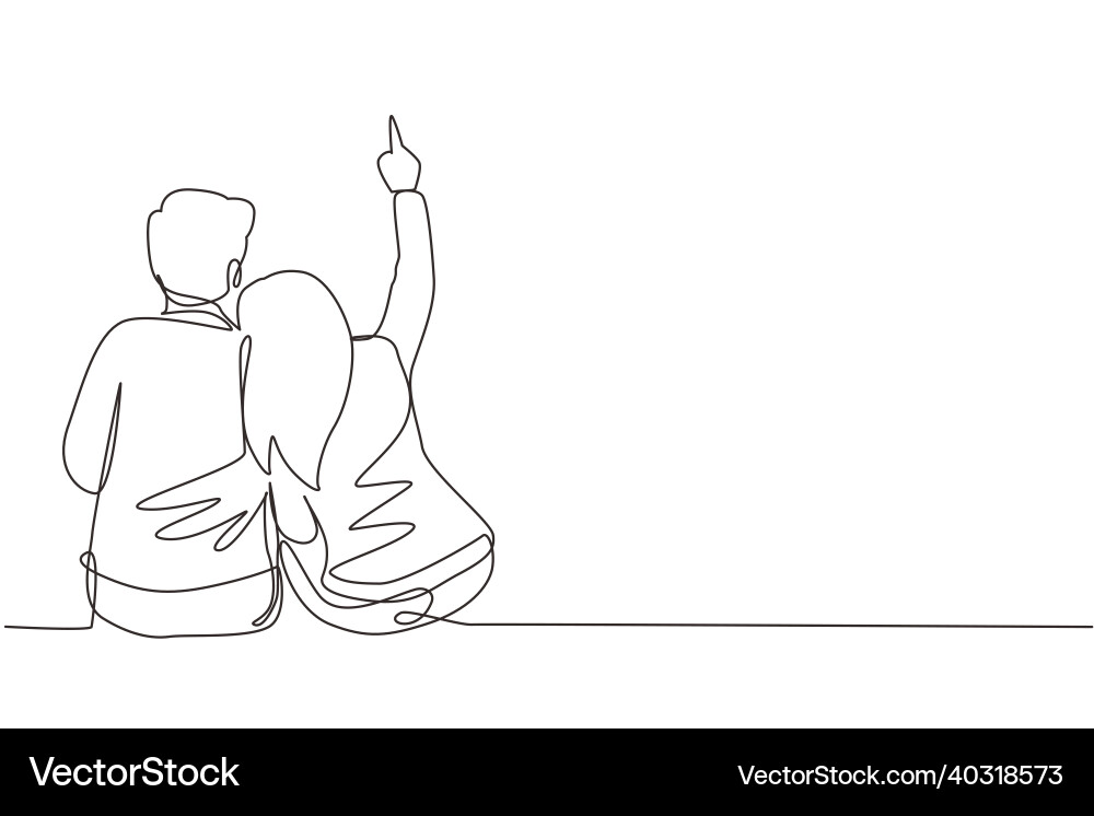 Single continuous line drawing young girl in love Vector Image