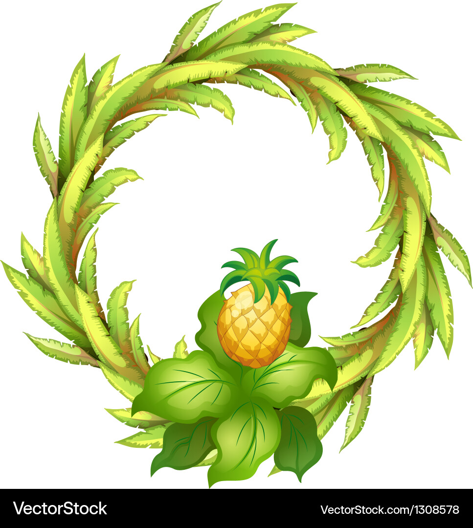A green border with pineapple Royalty Free Vector Image