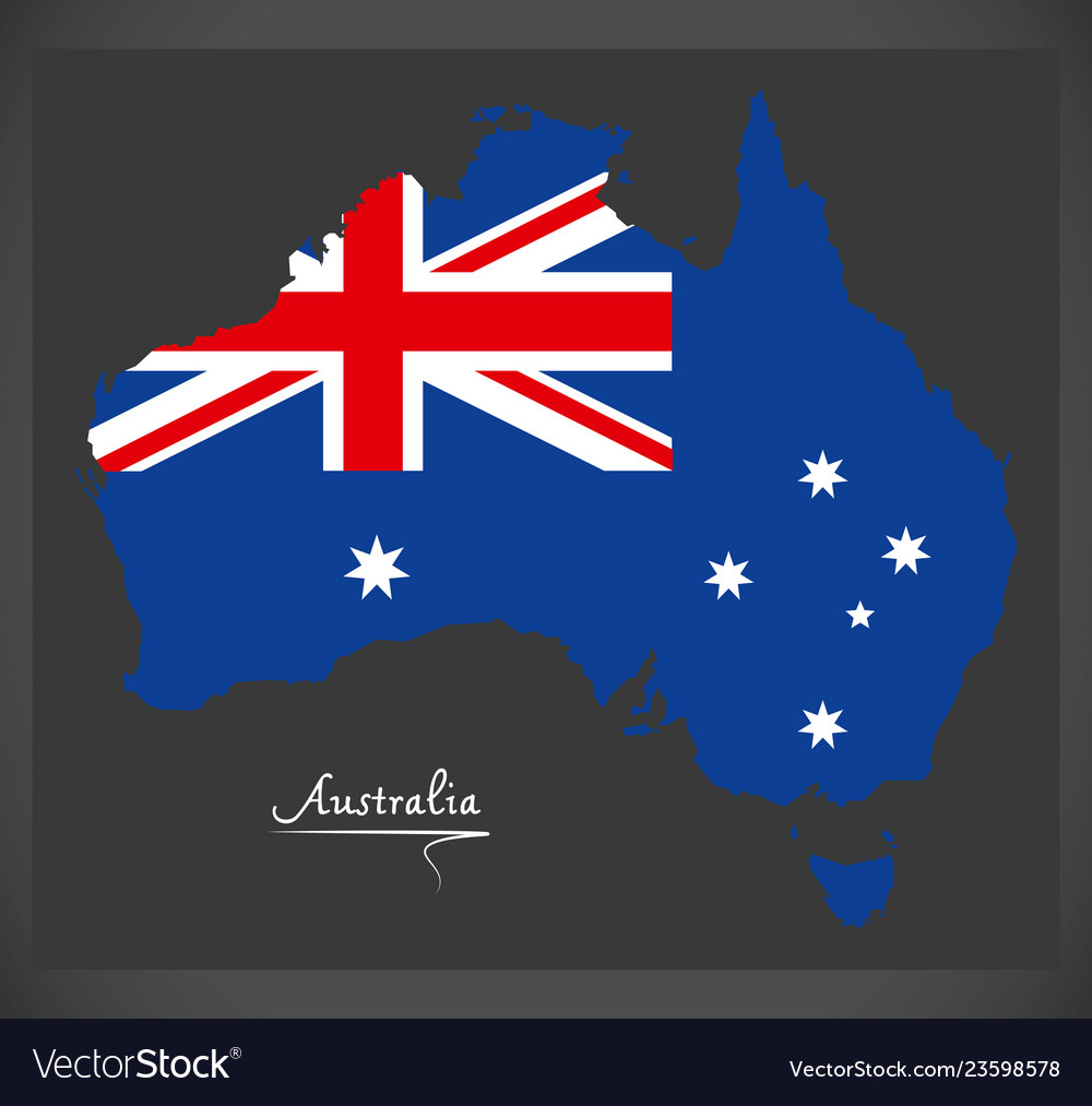 Australia map with australian national flag Vector Image