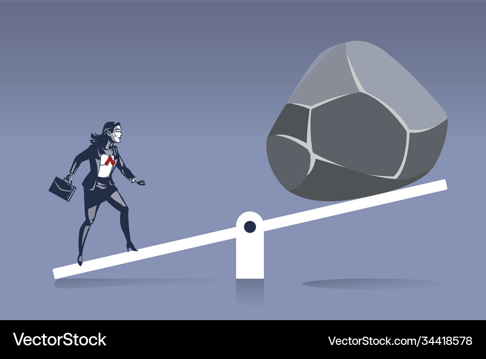 Business woman standing on scale Royalty Free Vector Image