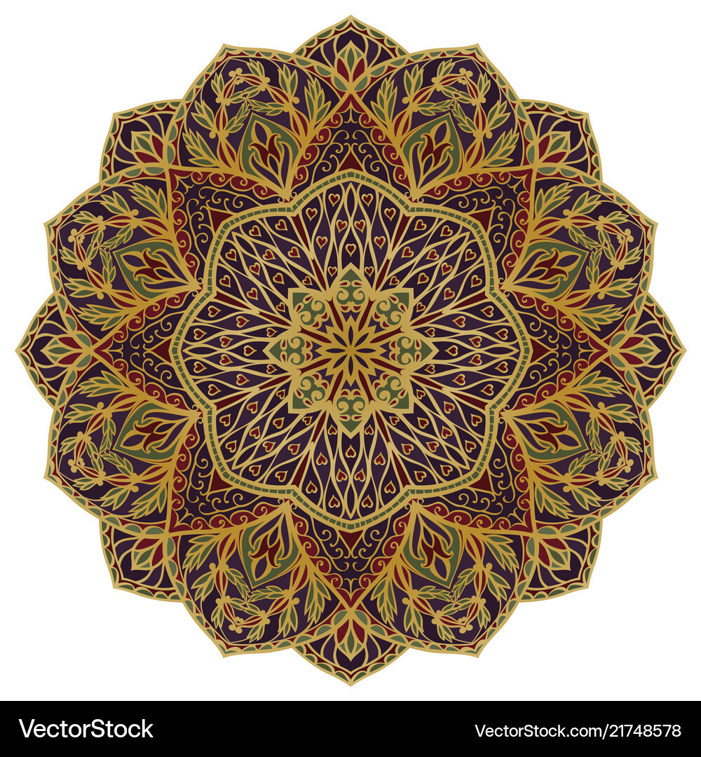 Filigree colorful mandala Royalty Free Vector Image