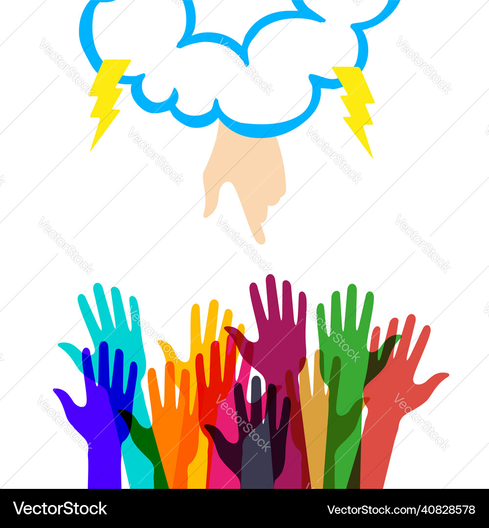 Gods wrath on humanity raised up hands flat Vector Image