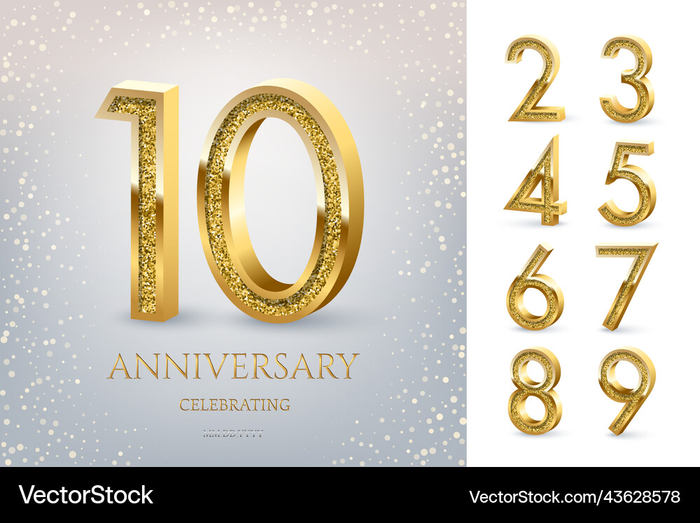 Golden 10th Anniversary Celebration Royalty Free Vector