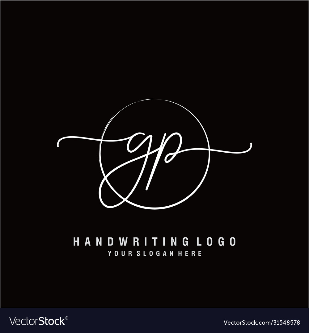 Gp initial handwriting logo design Royalty Free Vector Image