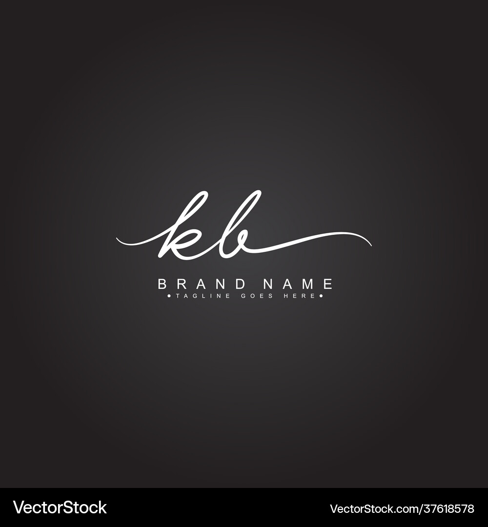 Initial letter kb logo - handwritten signature Vector Image