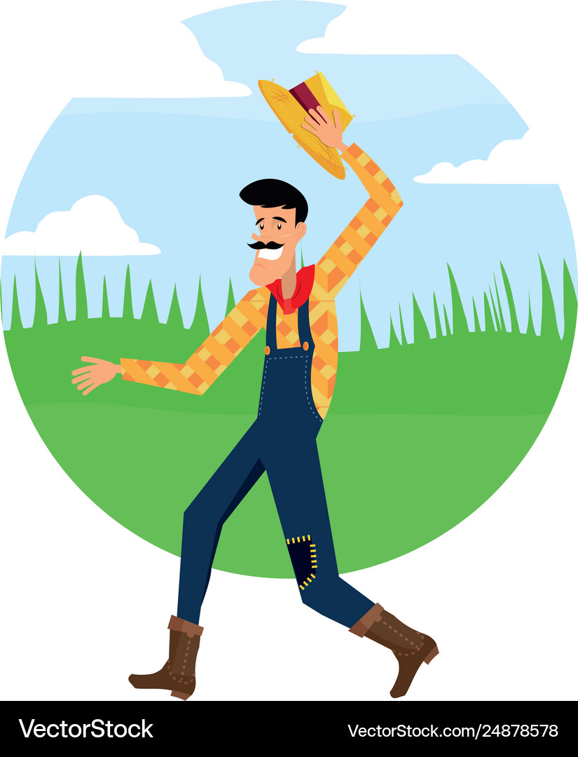 Man traditional clothes folklore in field Vector Image