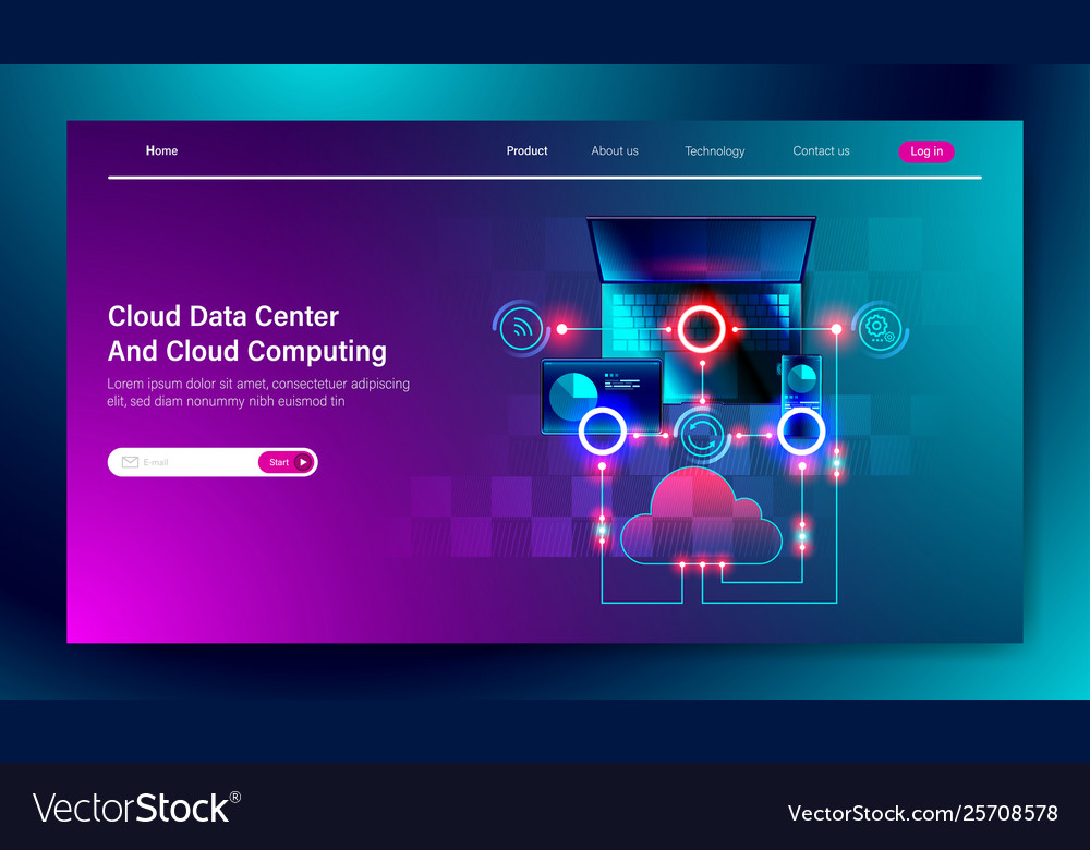 Modern flat design cloud data center service Vector Image