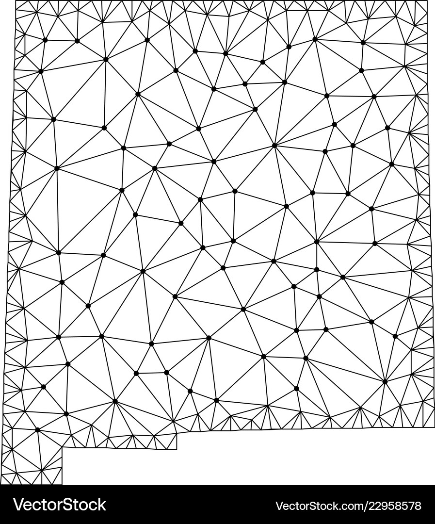 Polygonal 2d mesh map of new mexico state Vector Image