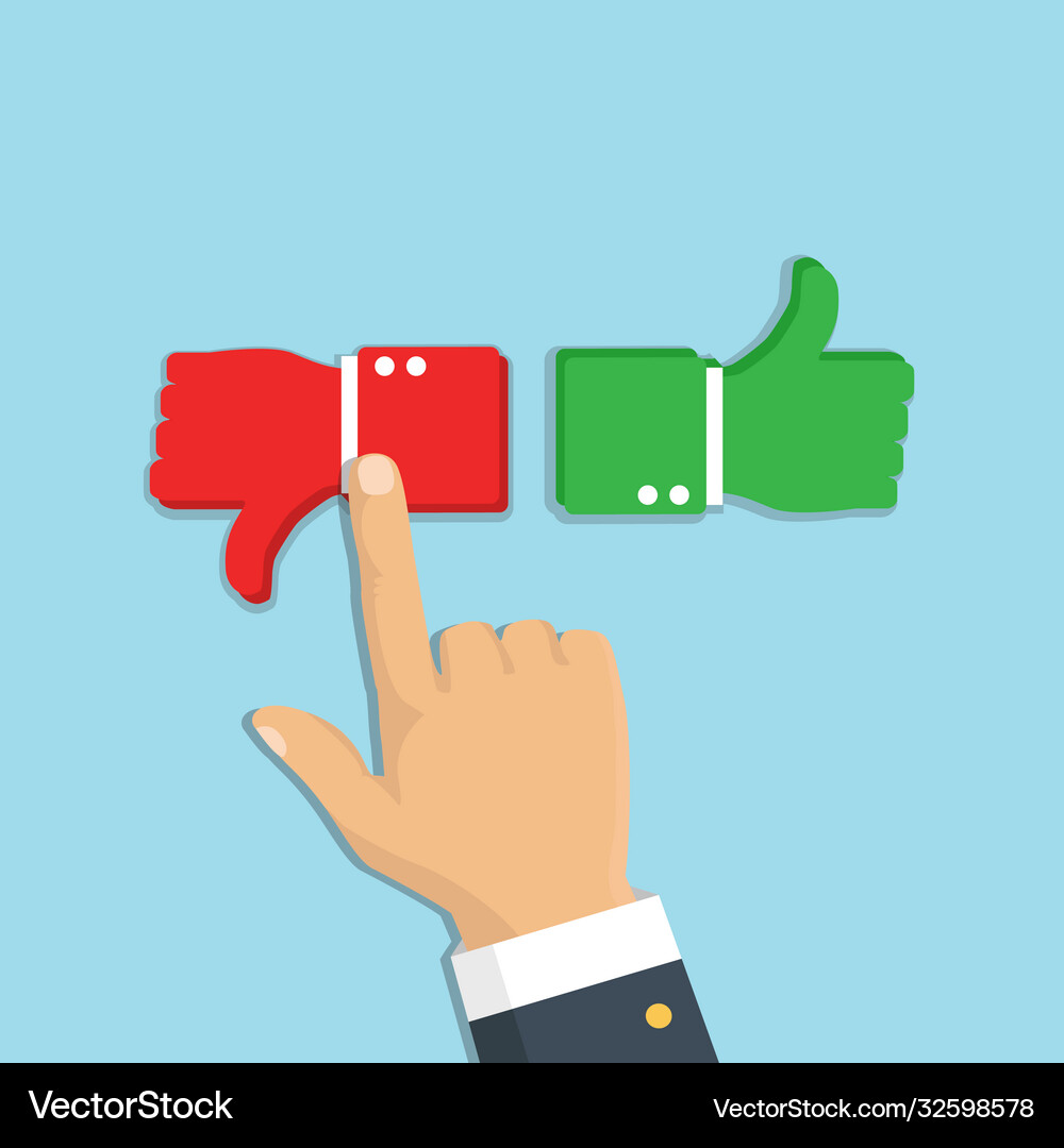 Rating feedback hand pointing like and dislike Vector Image