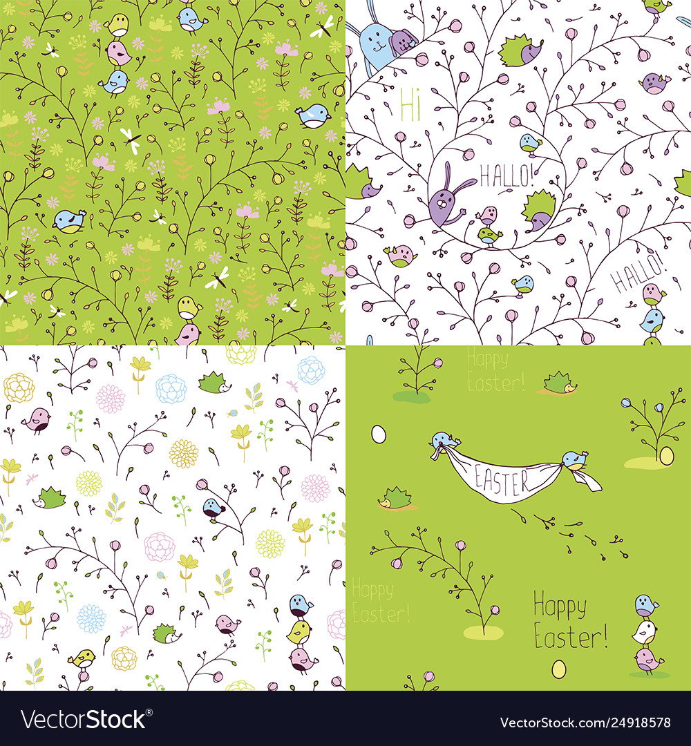 Set easter seamless patterns Royalty Free Vector Image