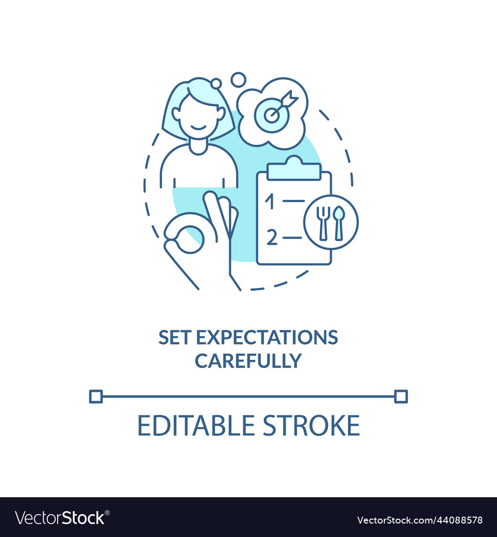 Set expectations carefully turquoise concept icon Vector Image Set expectations carefully turquoise concept icon Vector Image