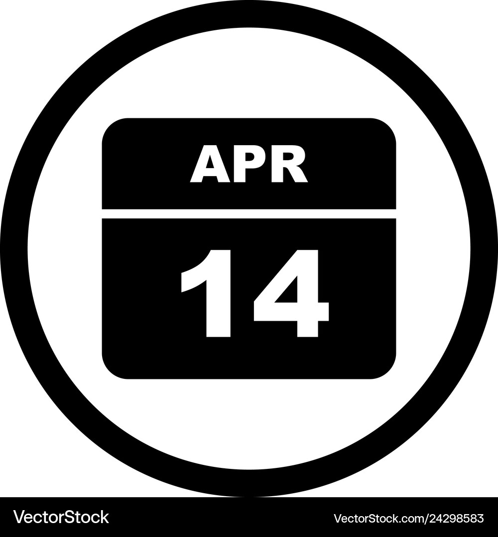 April 14th date on a single day calendar Vector Image