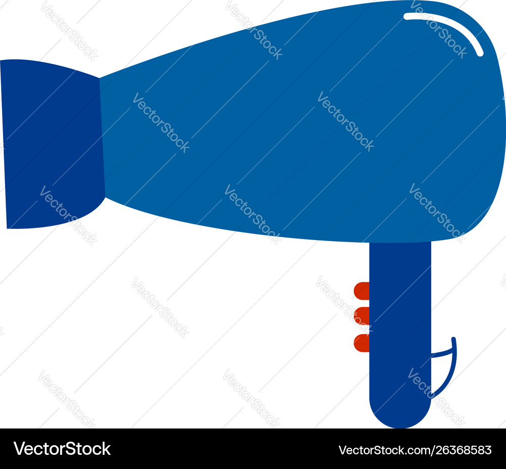 Blue hair dryer on white background Royalty Free Vector