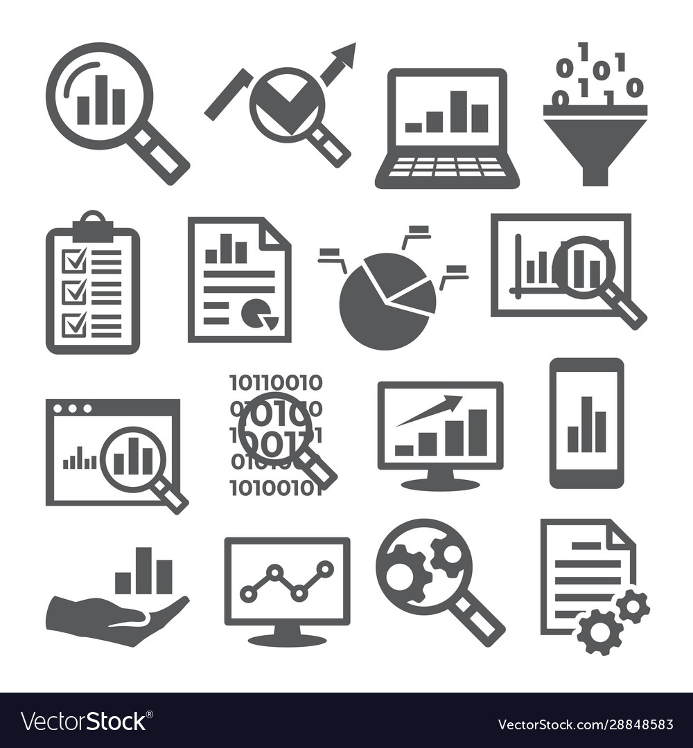 Data analysis icons set on white background Vector Image