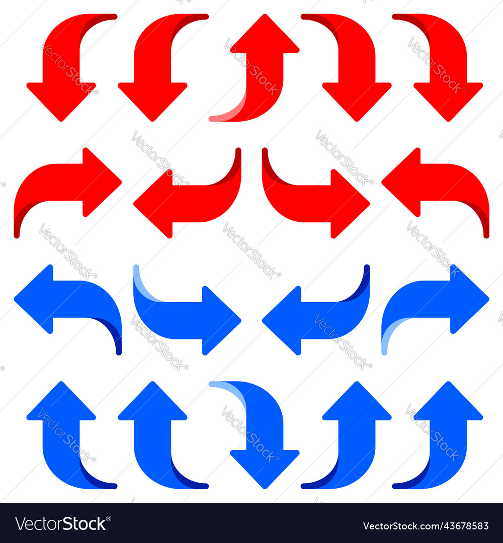 Directional turning arrow icon set up down right Vector Image