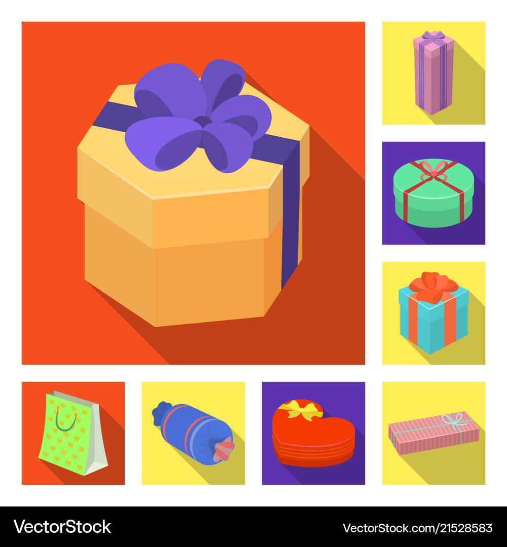Gift and packing flat icons in set collection Vector Image