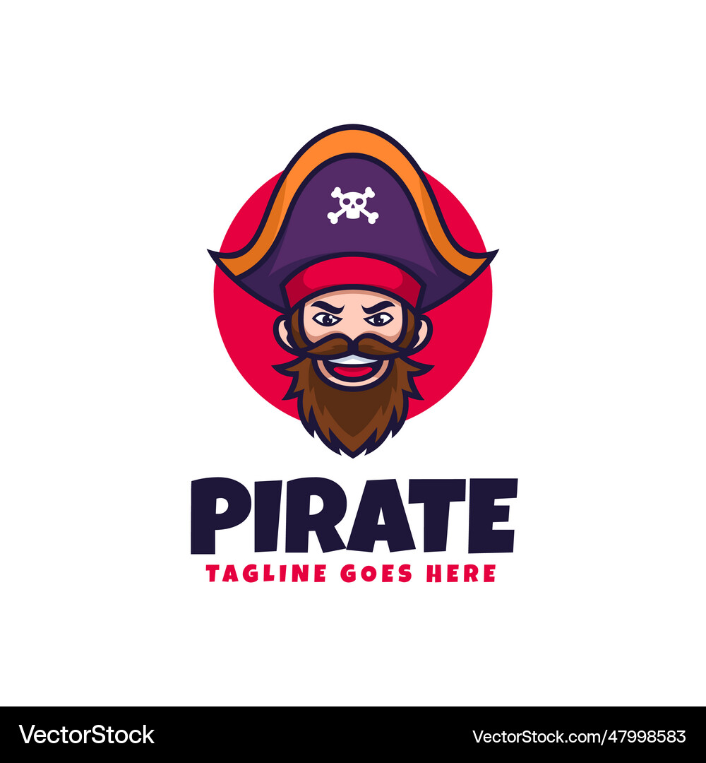 Logo pirate mascot cartoon style Royalty Free Vector Image