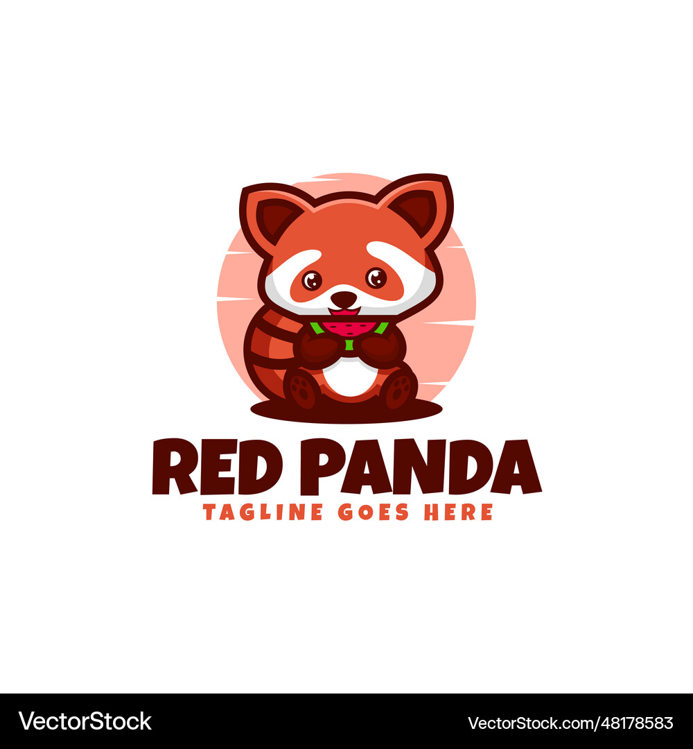 Logo red panda mascot cartoon style Royalty Free Vector