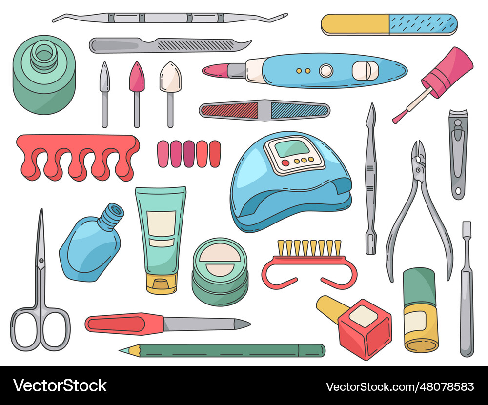 Manicure tools salon accessories and equipment Vector Image