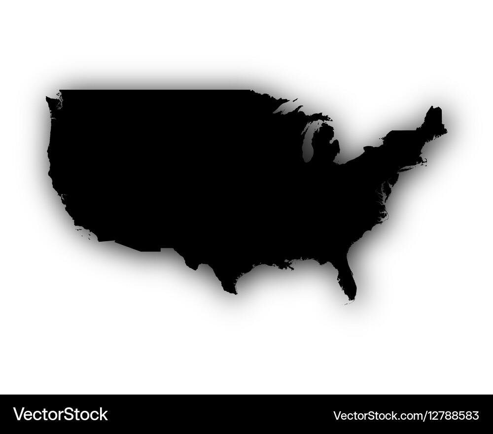 Map of the usa with shadow Royalty Free Vector Image