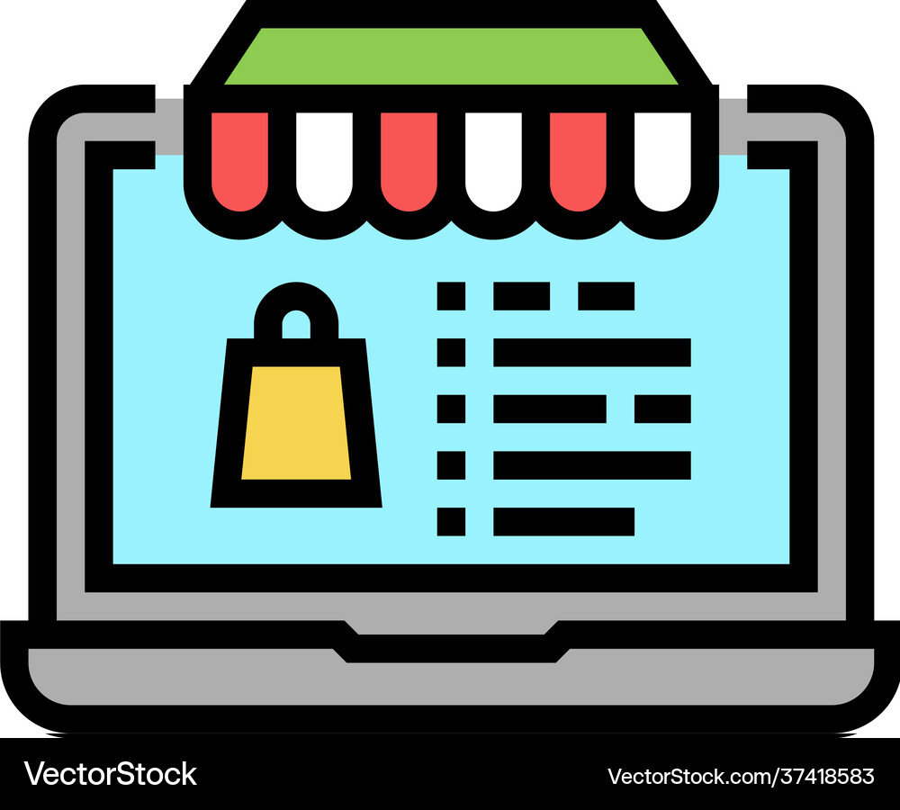 Online shop color icon Royalty Free Vector Image