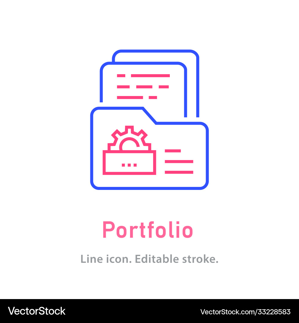 Portfolio line icon on white background editable Vector Image