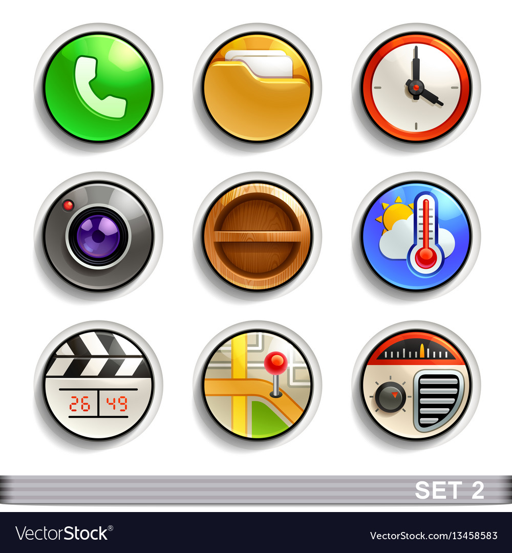 Round button icons-set 2 Royalty Free Vector Image