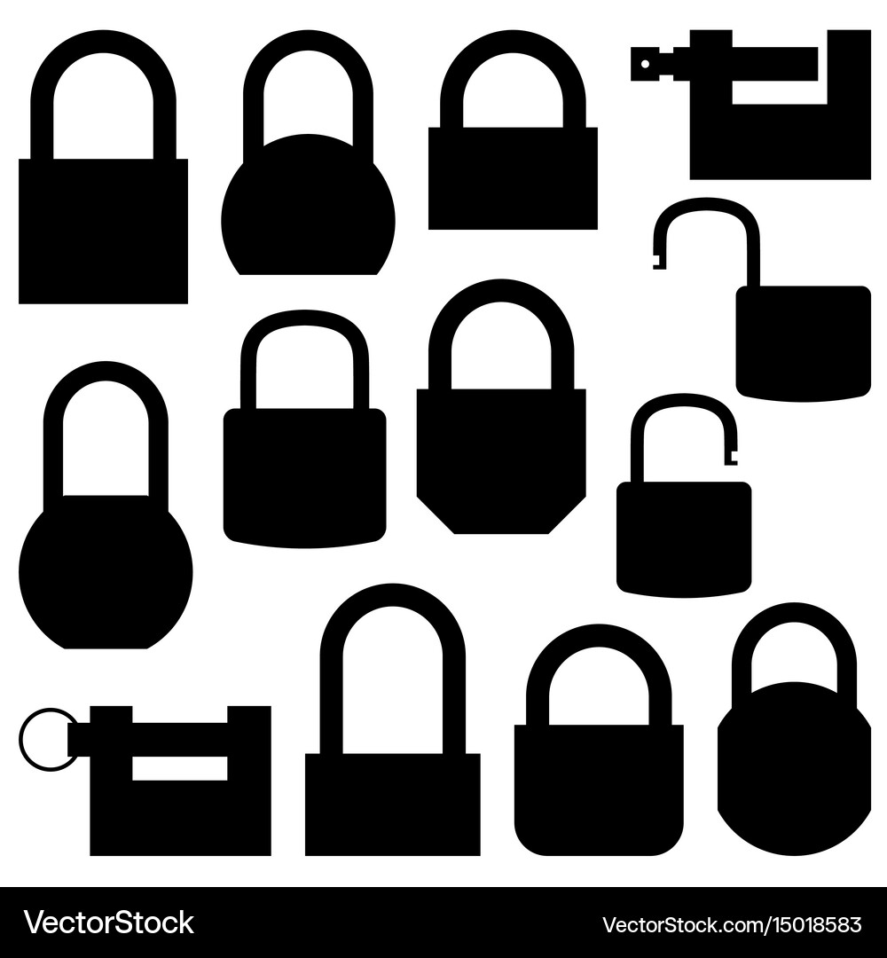 Set of black icons lock Royalty Free Vector Image