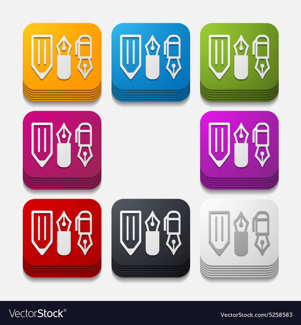 Square button pen Royalty Free Vector Image - VectorStock