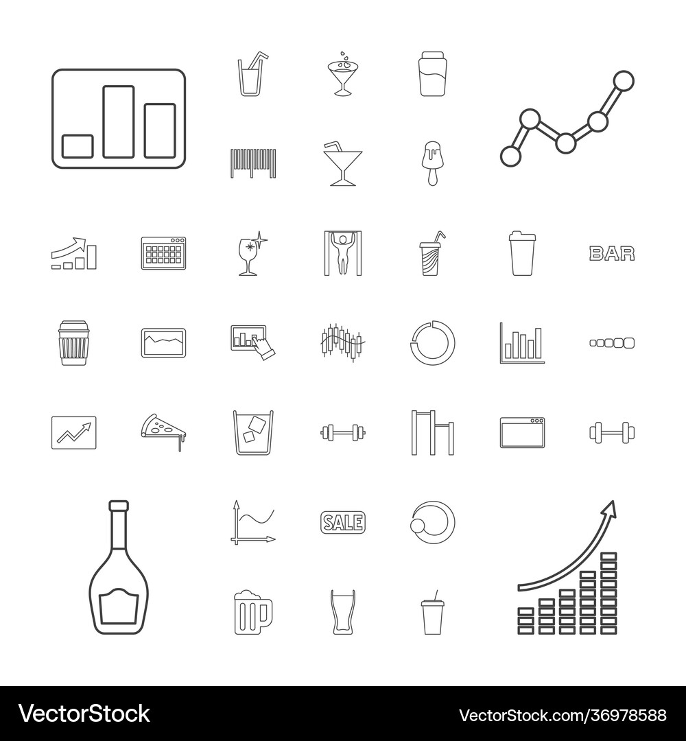 37 bar icons Royalty Free Vector Image - VectorStock