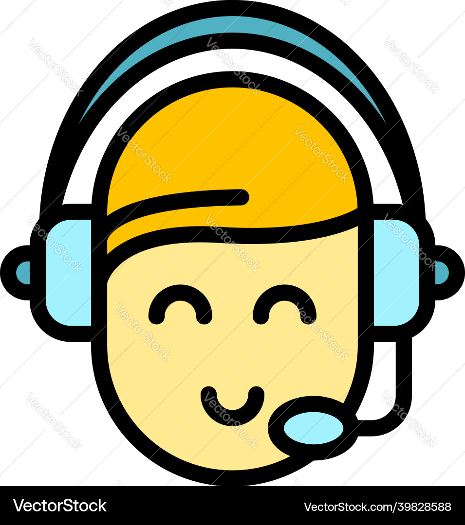 Call center icon color outline Royalty Free Vector Image