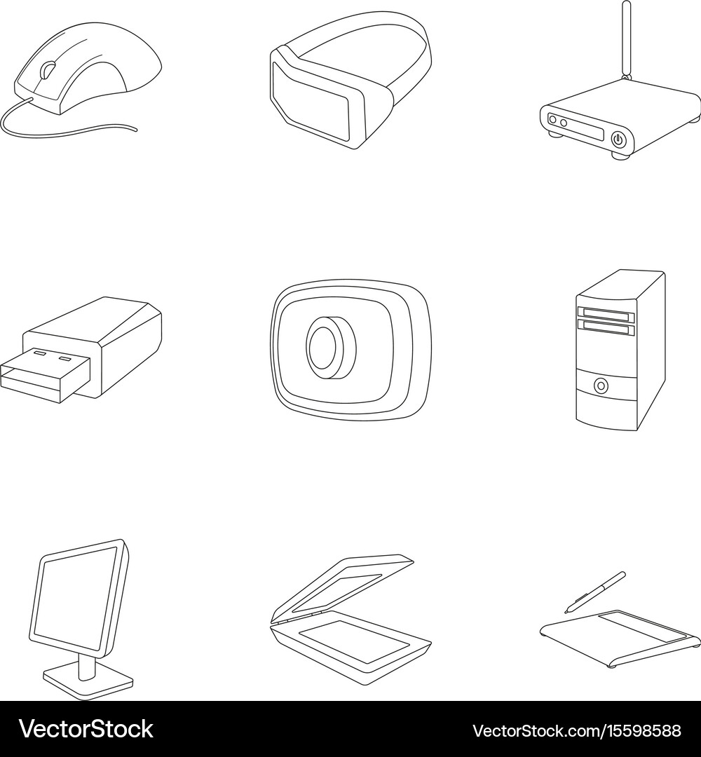 Computer accessories headphones parts Royalty Free Vector