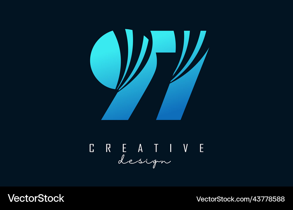 Creative number 97 9 7 logo with leading lines Vector Image