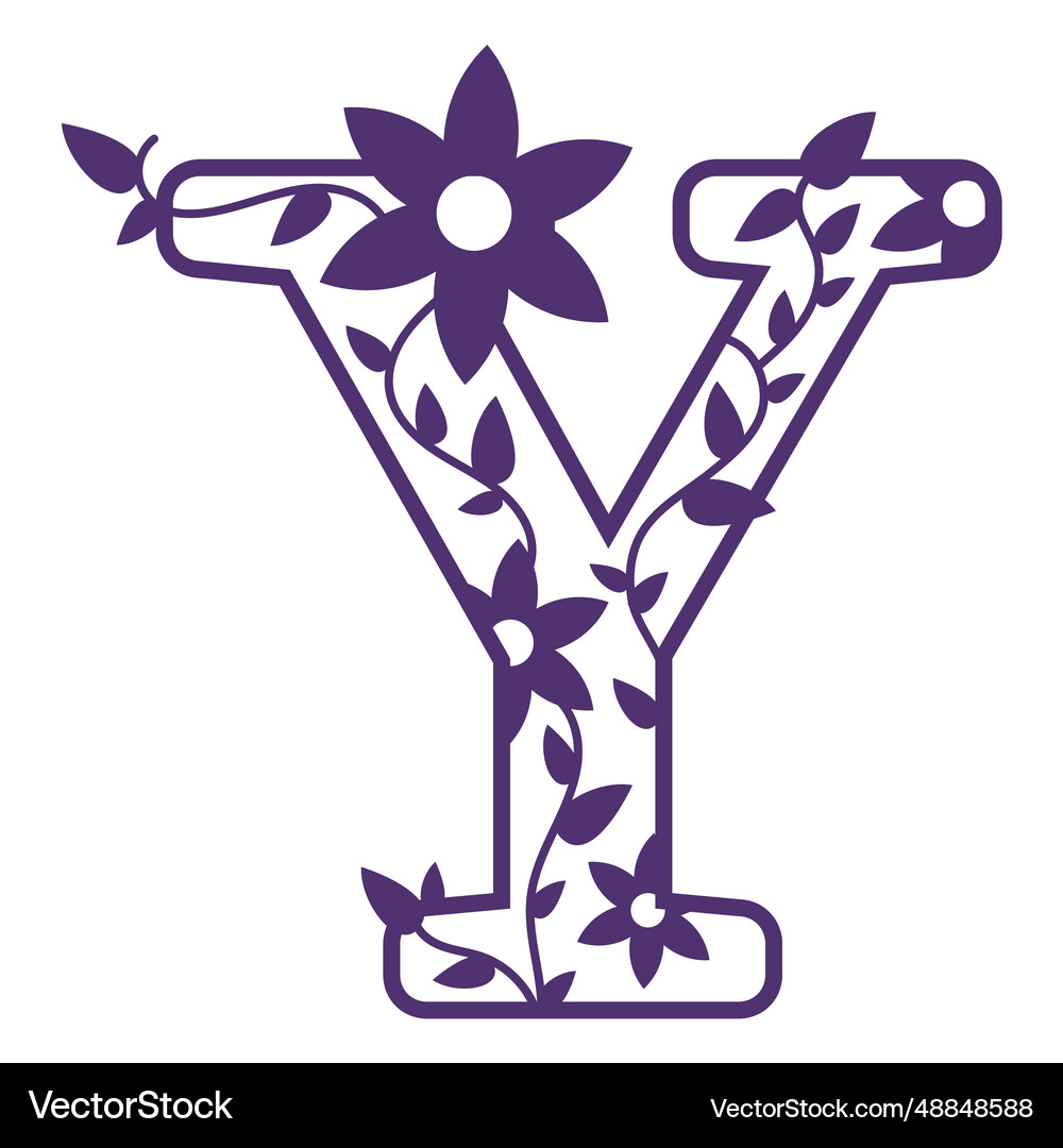 Floral alphabet letter y Royalty Free Vector Image