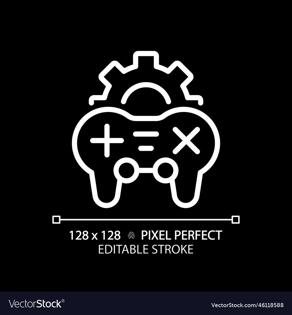 Game settings pixel perfect white linear icon Vector Image Game settings pixel perfect white linear icon Vector Image